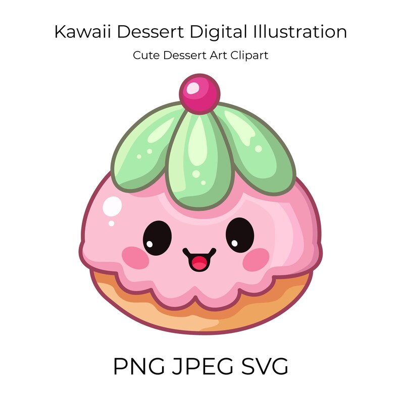 Kawaii Ice-cream Digital Illustration Cute Sweet Dessert Clipart - Etsy