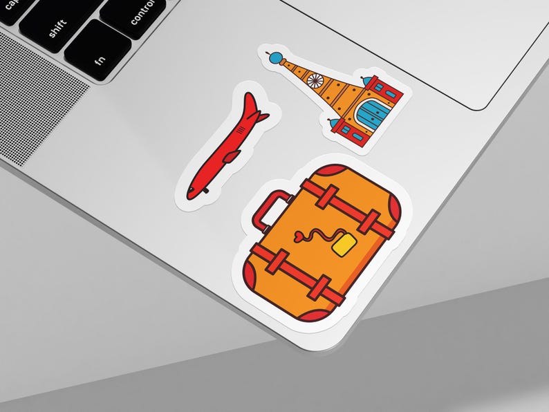 7 Travel Cartoon Vector Sticker Set Cute Travel Items Clipart ...