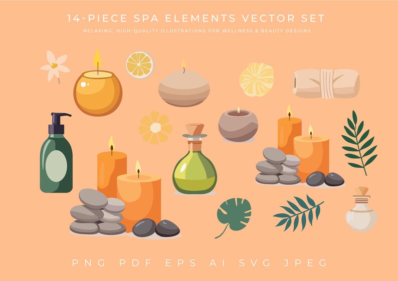 14-piece Spa Elements Vector Set Digital Download 6 File Formats - Etsy