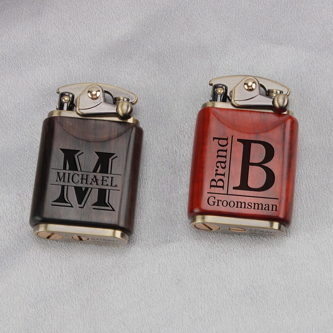 Personalized Groomsmen Gifts,engraved Wooden Lighter Vintage Style ...