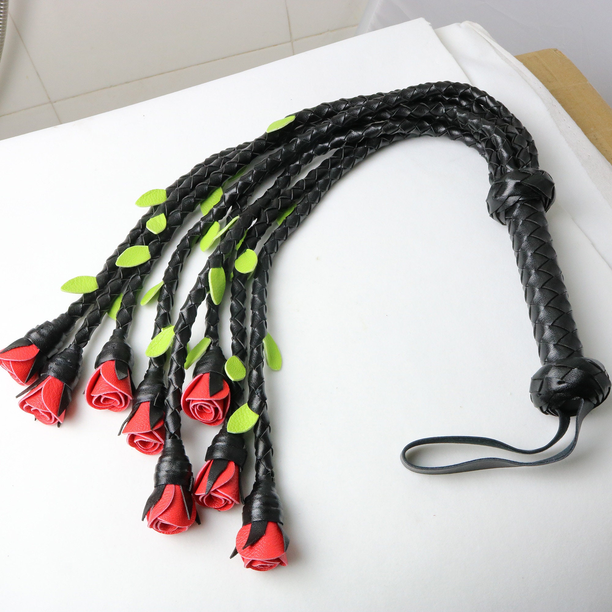 Hand-crafted Rose Flower Leather Whip Red Roses Whipping BDSM | Etsy