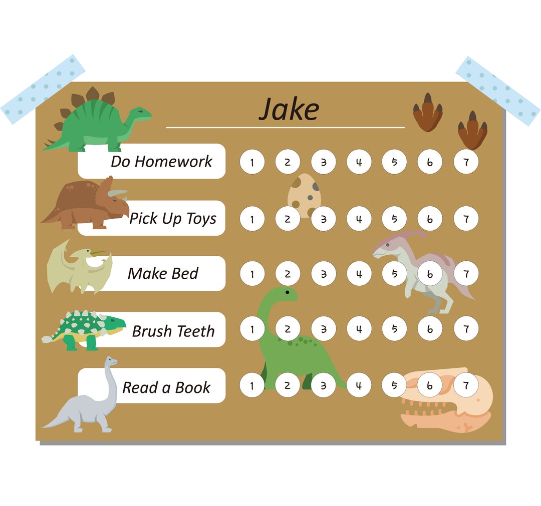DINOSAUR Reward Chart for Kids- Good Parenting Solution- Chore Chart ...