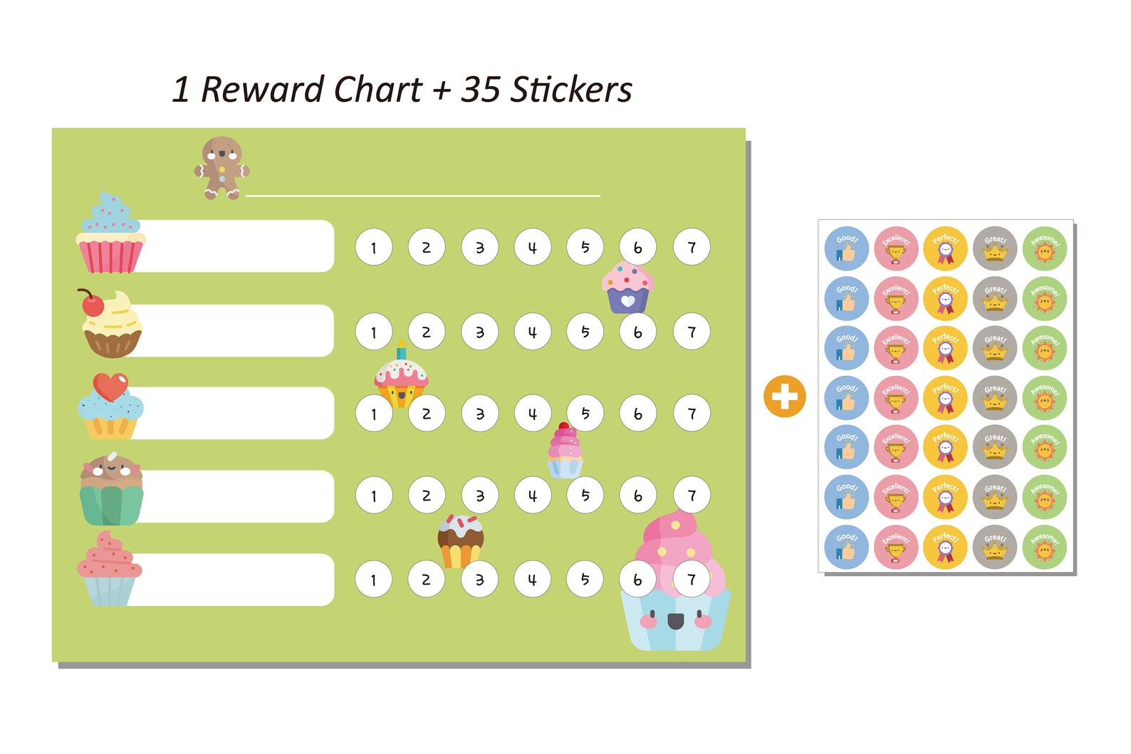 CUP CAKE Reward Chart for Kids Good Parenting Solution Chore Chart for ...