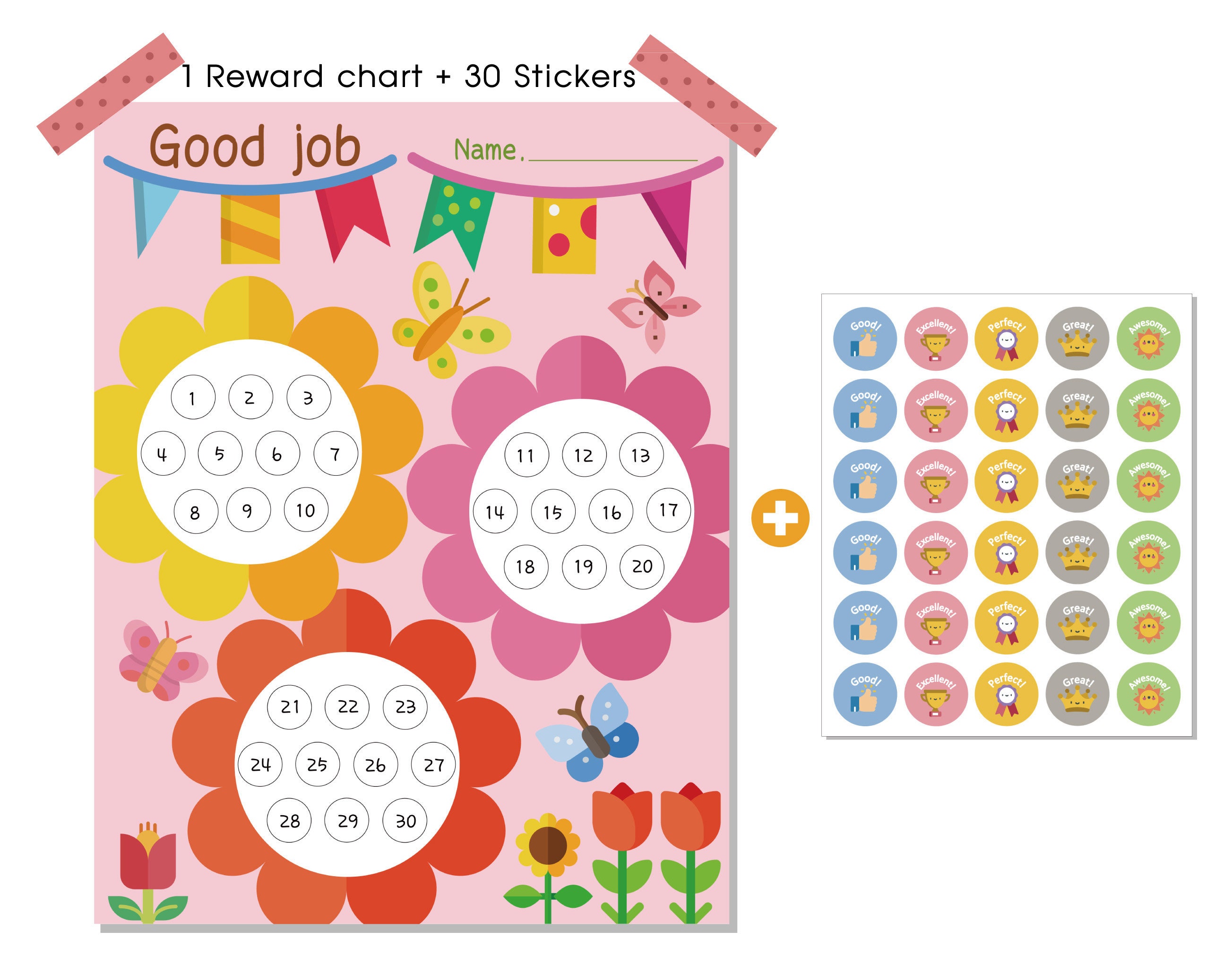 FLOWERS Reward Chart for Kids- Good Parenting Solution- Chore Chart for ...