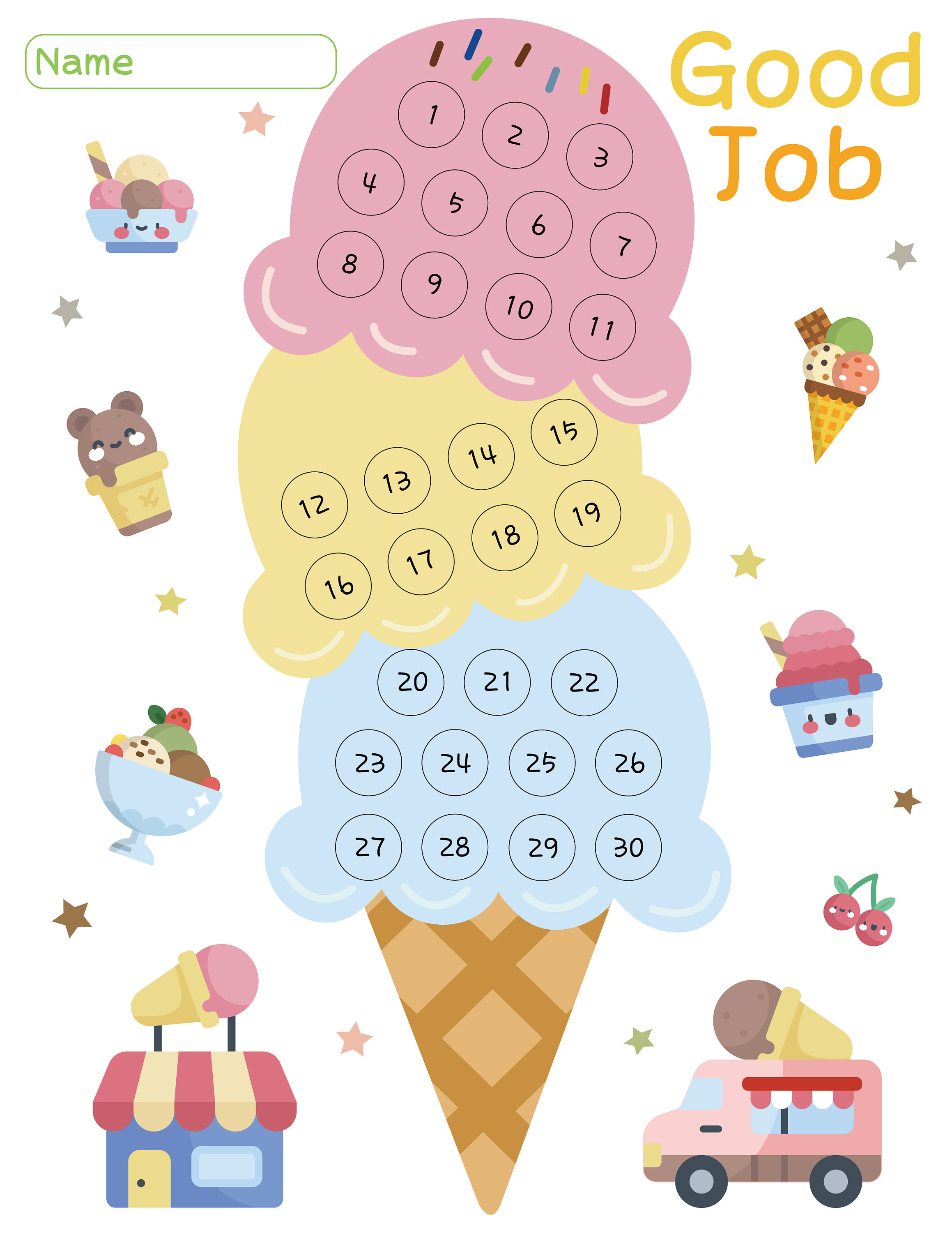 ICE CREAM Reward Chart for kids- Good parenting solution- Chore Chart ...