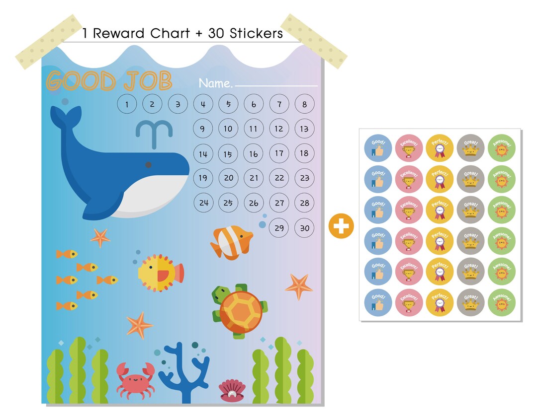 WHALE Reward Chart for Kids- Good Parenting Solution- Chore Chart for ...