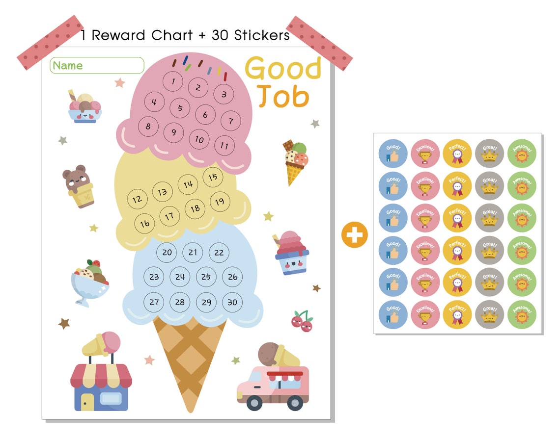 ICE CREAM Reward Chart for Kids- Good Parenting Solution- Chore Chart ...