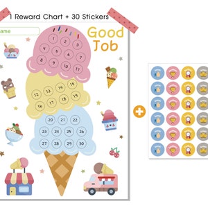 ICE CREAM Reward Chart for Kids- Good Parenting Solution- Chore Chart ...