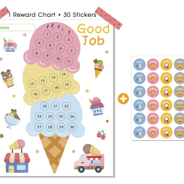 Ice Cream Sticker Chart - Etsy