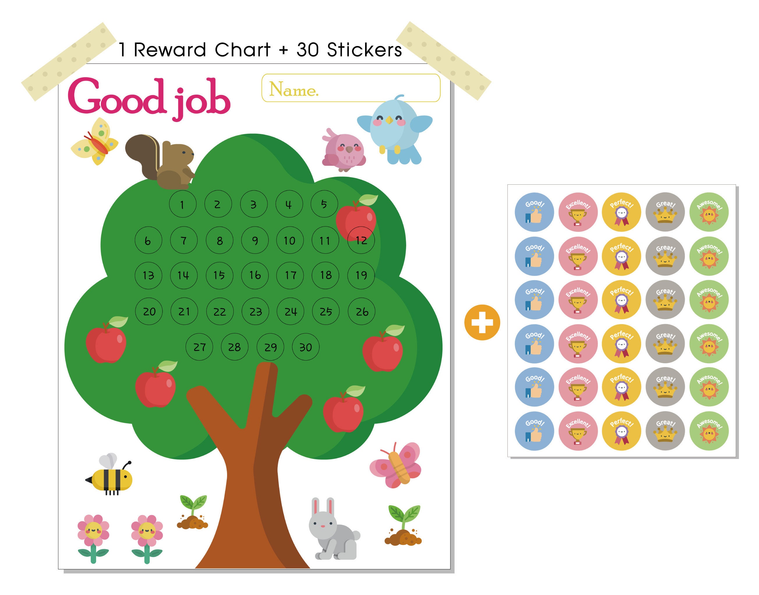 TREE Reward Chart for Kids- Good Parenting Solution- Chore Chart for ...