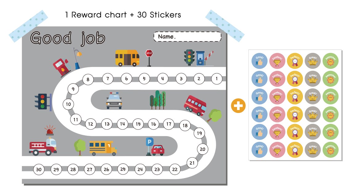 CARS Reward Chart for Kids- Good Parenting Solution- Chore Chart for ...