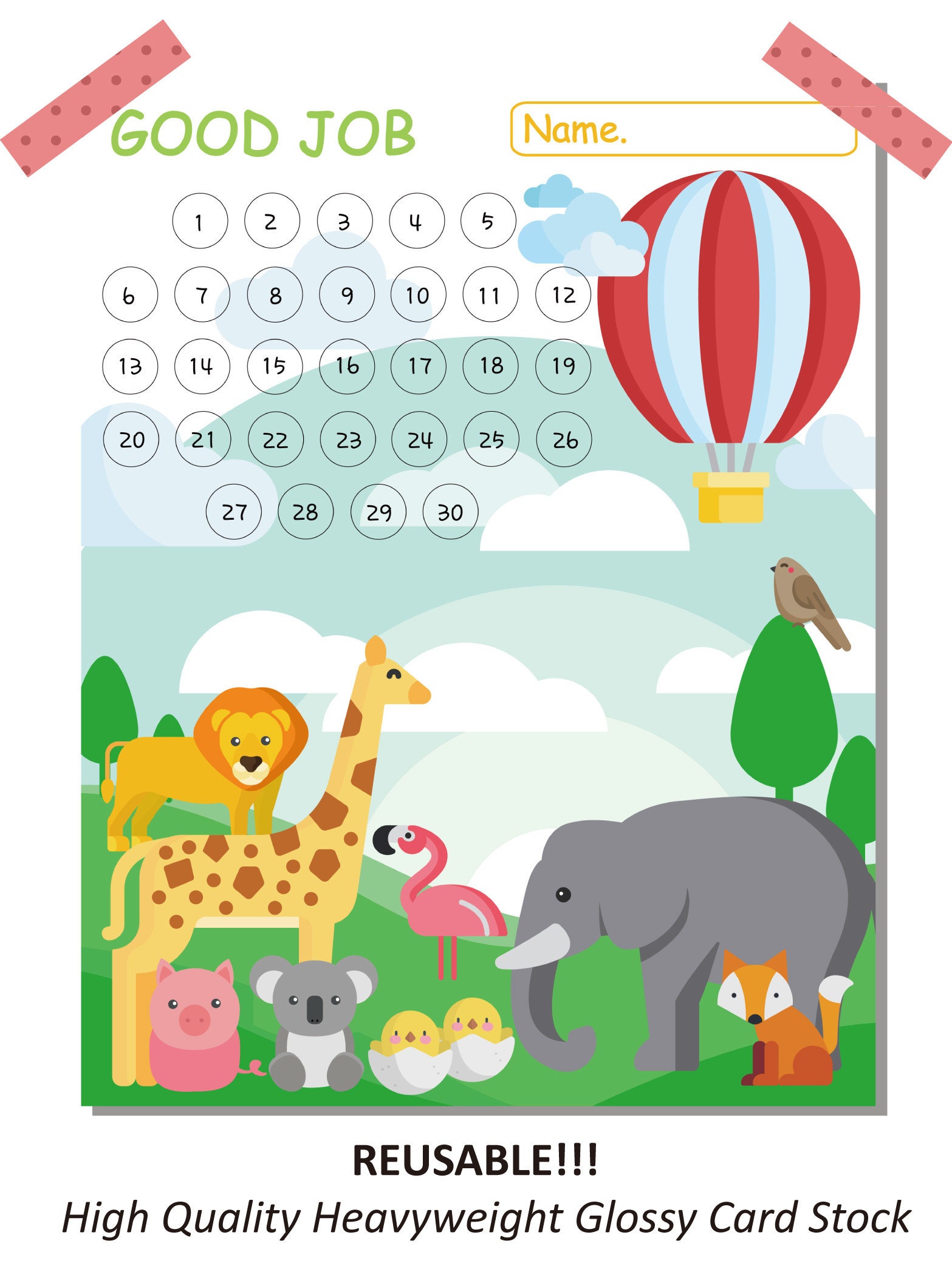 ANIMALS Reward Chart for Kids- Good Parenting Solution- Chore Chart for ...