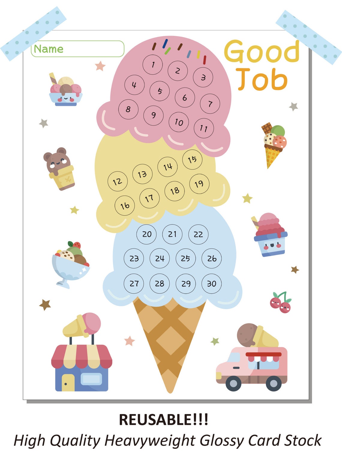 ICE CREAM Reward Chart for Kids- Good Parenting Solution- Chore Chart ...