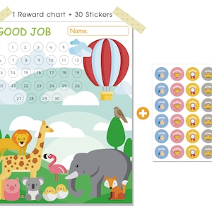 ANIMALS Reward Chart for Kids- Good Parenting Solution- Chore Chart for ...