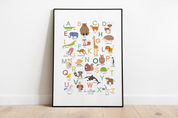 Alphabet Poster Animal Alphabet Posterclassroom Decor | Etsy