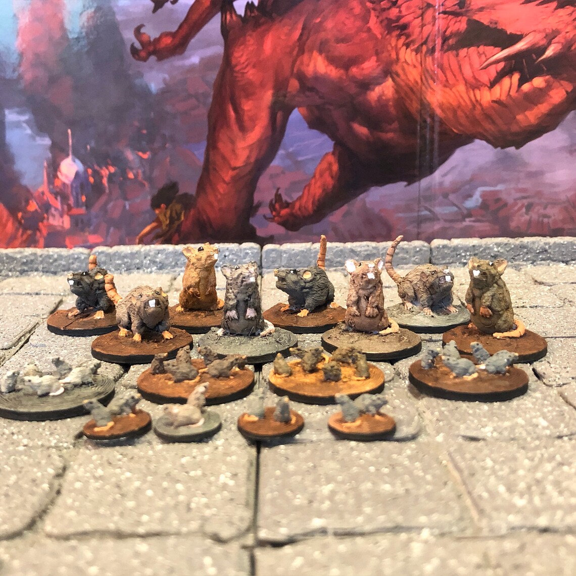 Giant Rat And Rat Swarm Miniature Package Set Of 16 3d Printed Etsy