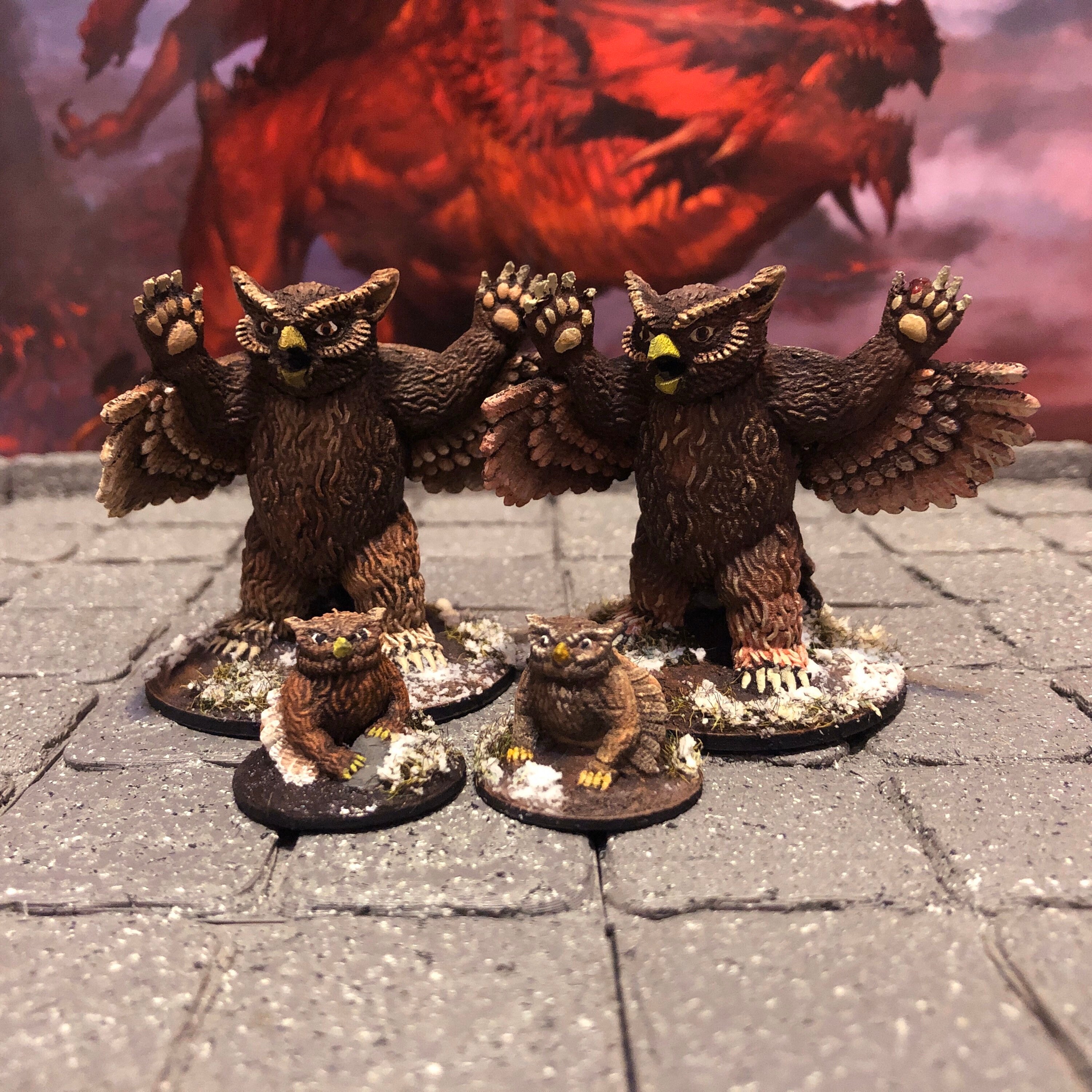 Owlbear Miniature Family Pack of 4 Substitution BearOwl | Etsy