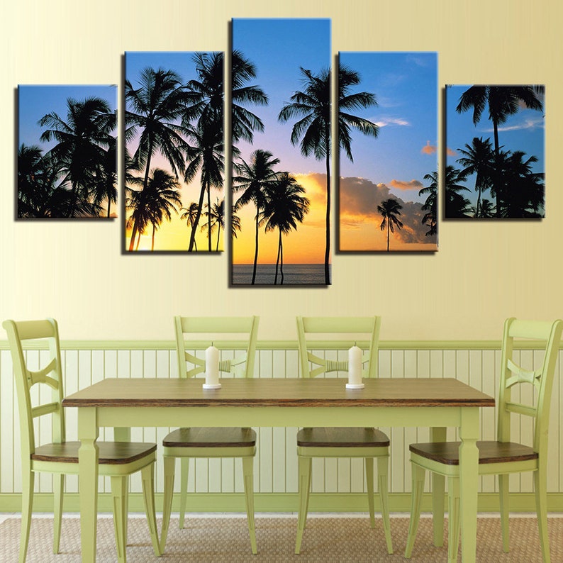 5 Panel Canvas Sea Tropical Palm View HD Multi Panels Canvas - Etsy