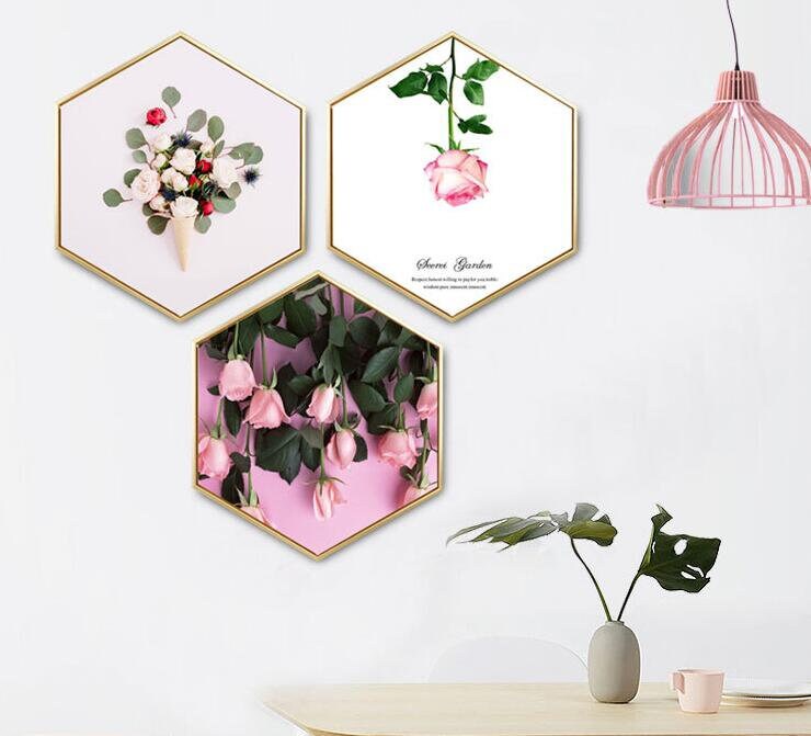 Rose Flower Hexagon Picture Canvas Print Novelty Art Home Wall - Etsy