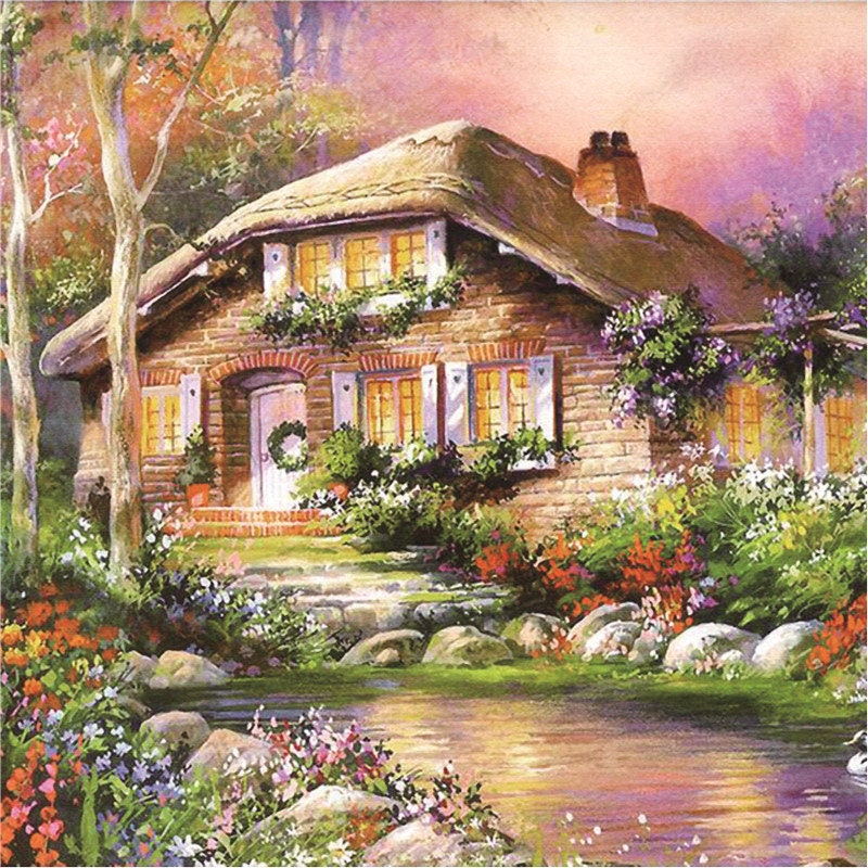 5D DIY Full Drill Round/square Diamond Painting Garden House - Etsy
