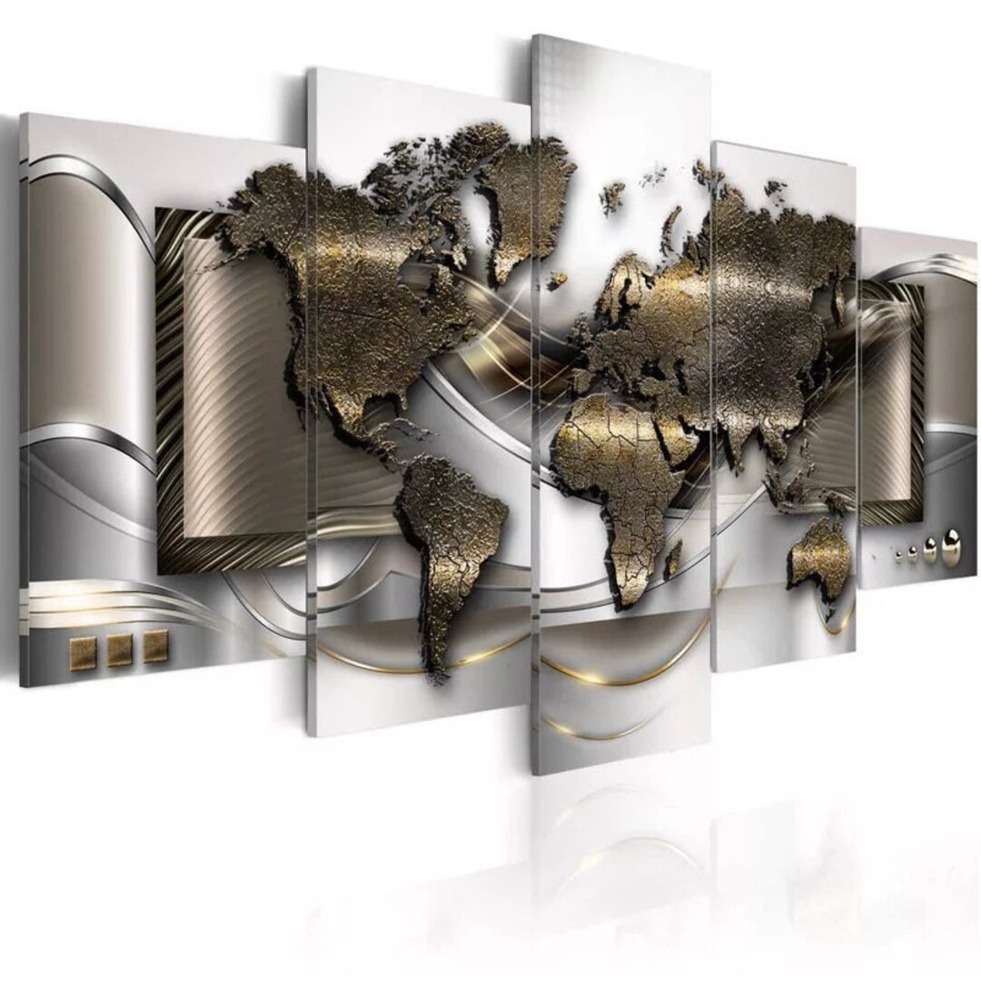 Panels Canvas Print Creative World Map HD Print Posters 5 - Etsy