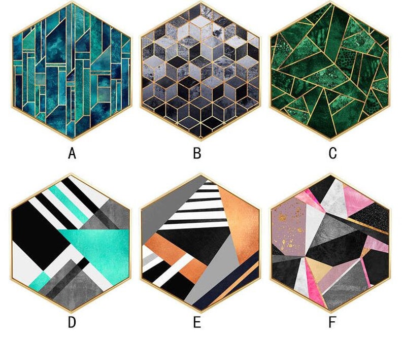 Luxury Abstract Geometric Hexagon Canvas Art Photo Printed - Etsy