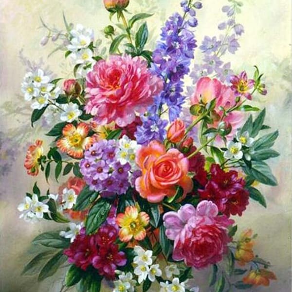 Diamond Painting Kit Full Drill Flowers - Etsy
