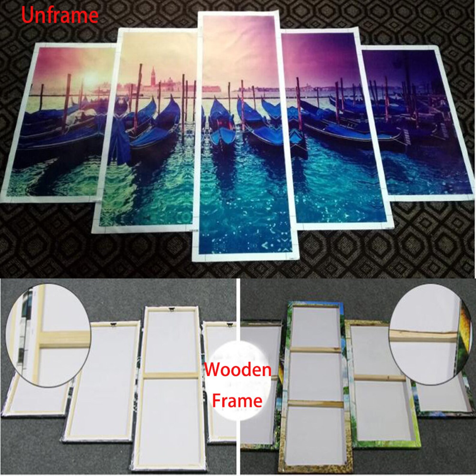 5 Panels Coast Board Walk Palms Beach Modular Pictures Framework Canvas ...