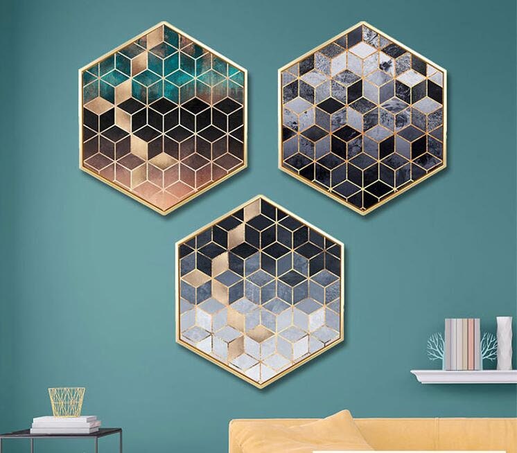 Luxury Abstract Geometric Hexagon Canvas Art Photo Printed | Etsy