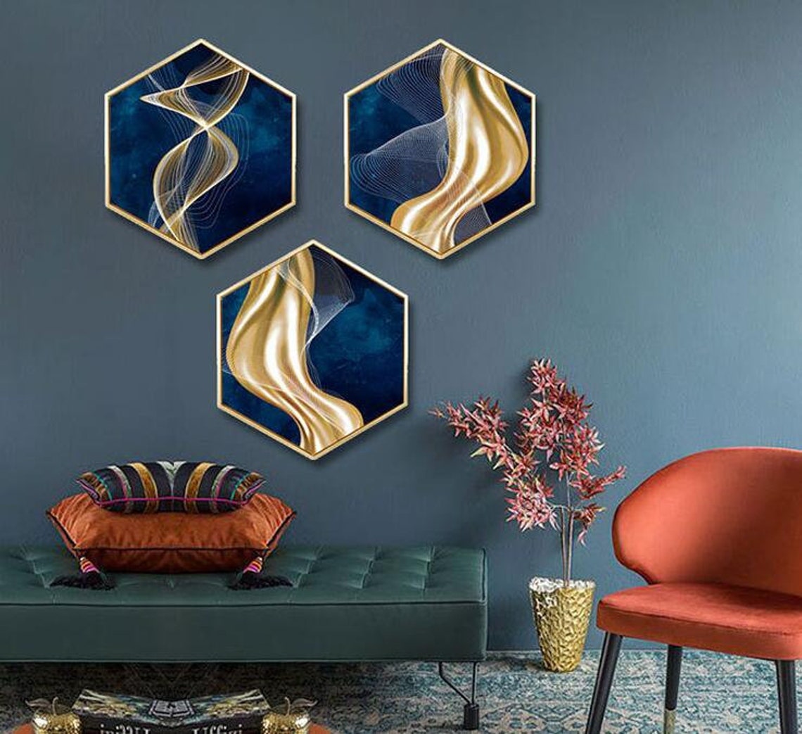 Abstract Hexagon Canvas Print for Bedroom Living Room Wall - Etsy