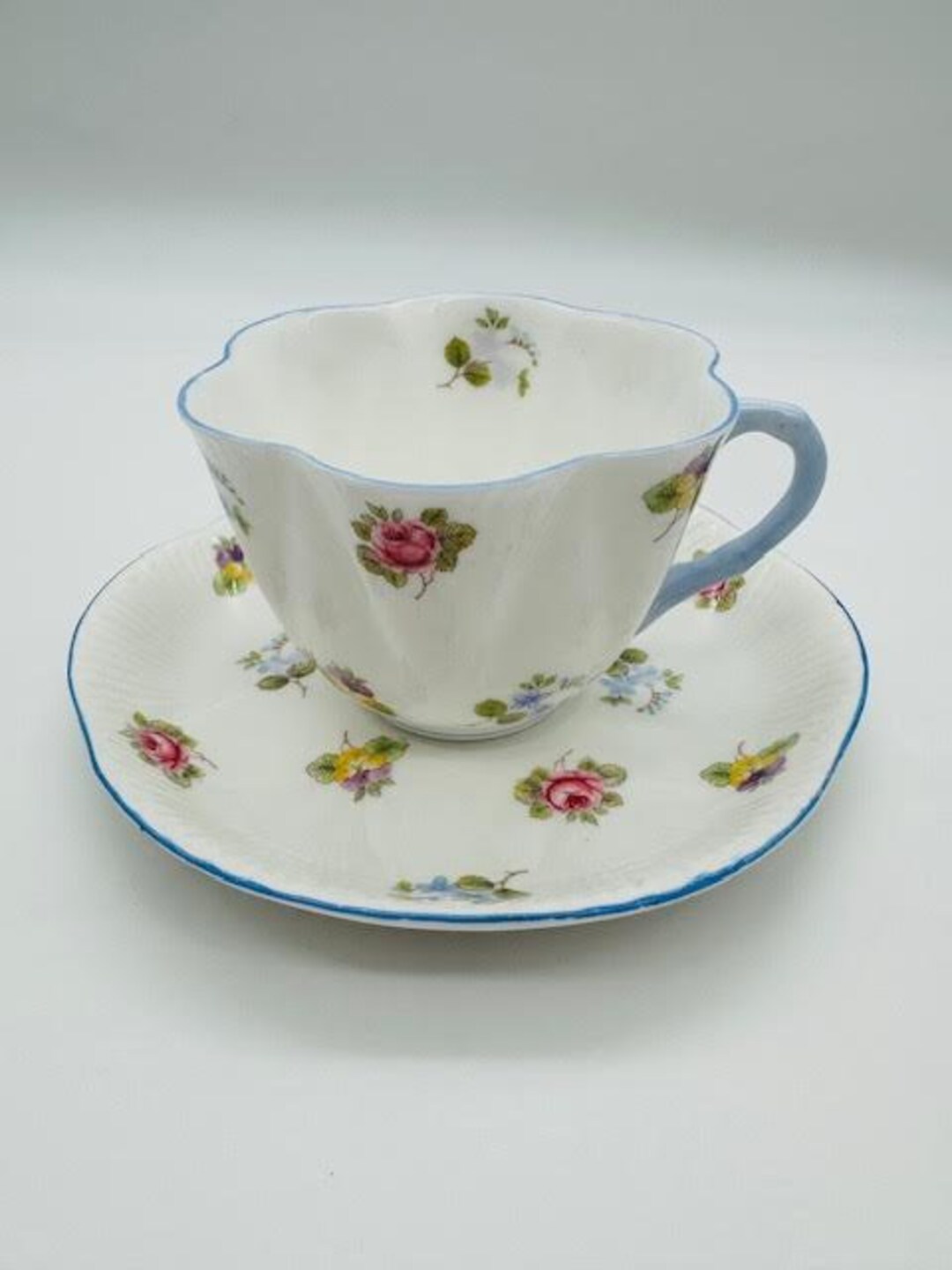 Vintage Shelley Teacup and Saucer Set 13424 - Colorful Florals ...