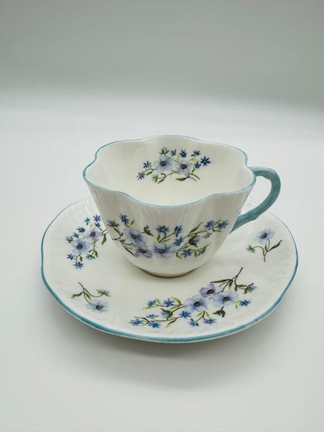 Vintage Shelley 'blue Rock' Teacup and Saucer Set C.1940s - Made in ...