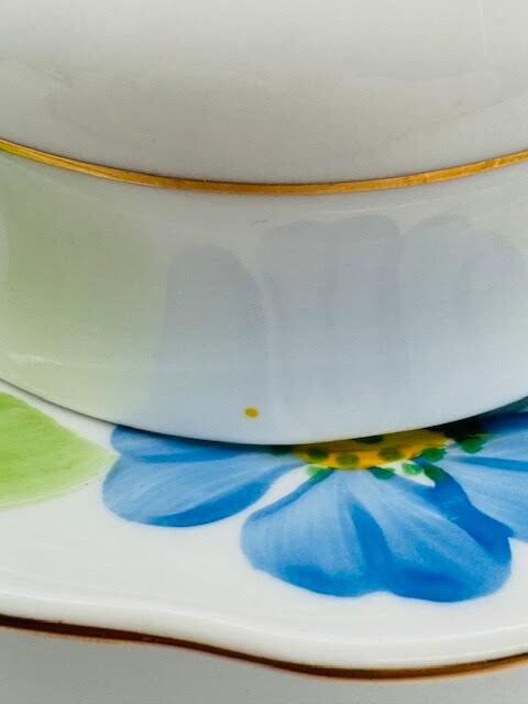Hand-painted Vintage Teacup and Saucer Set Blue Daisies Made in England ...