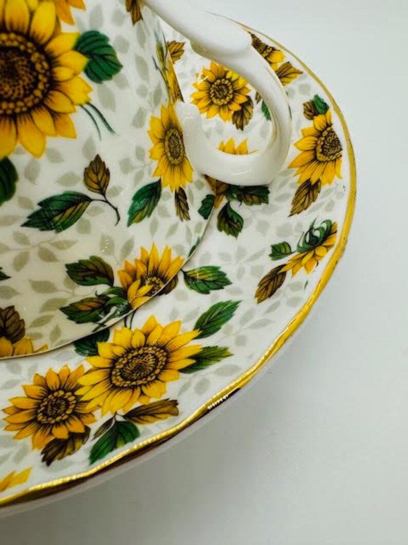 RARE Sunflower Tea Cup and Saucer by Royal Coach in Staffordshire ...