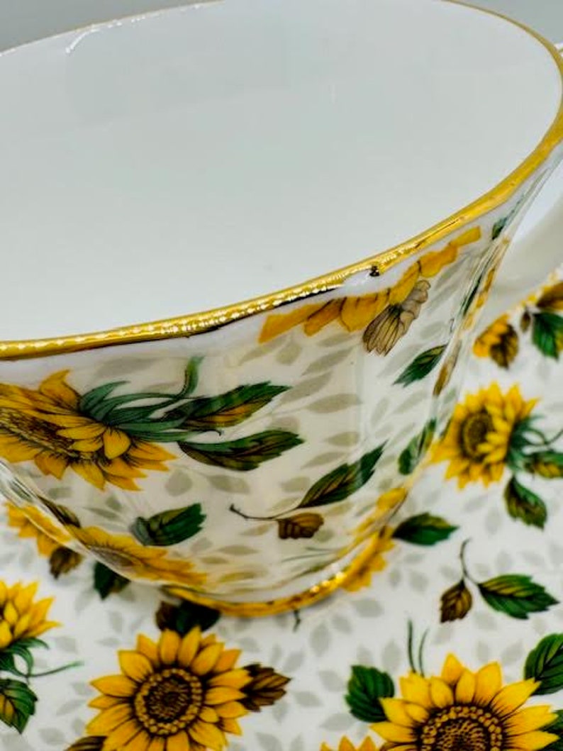 RARE Sunflower Tea Cup and Saucer by Royal Coach in Staffordshire ...