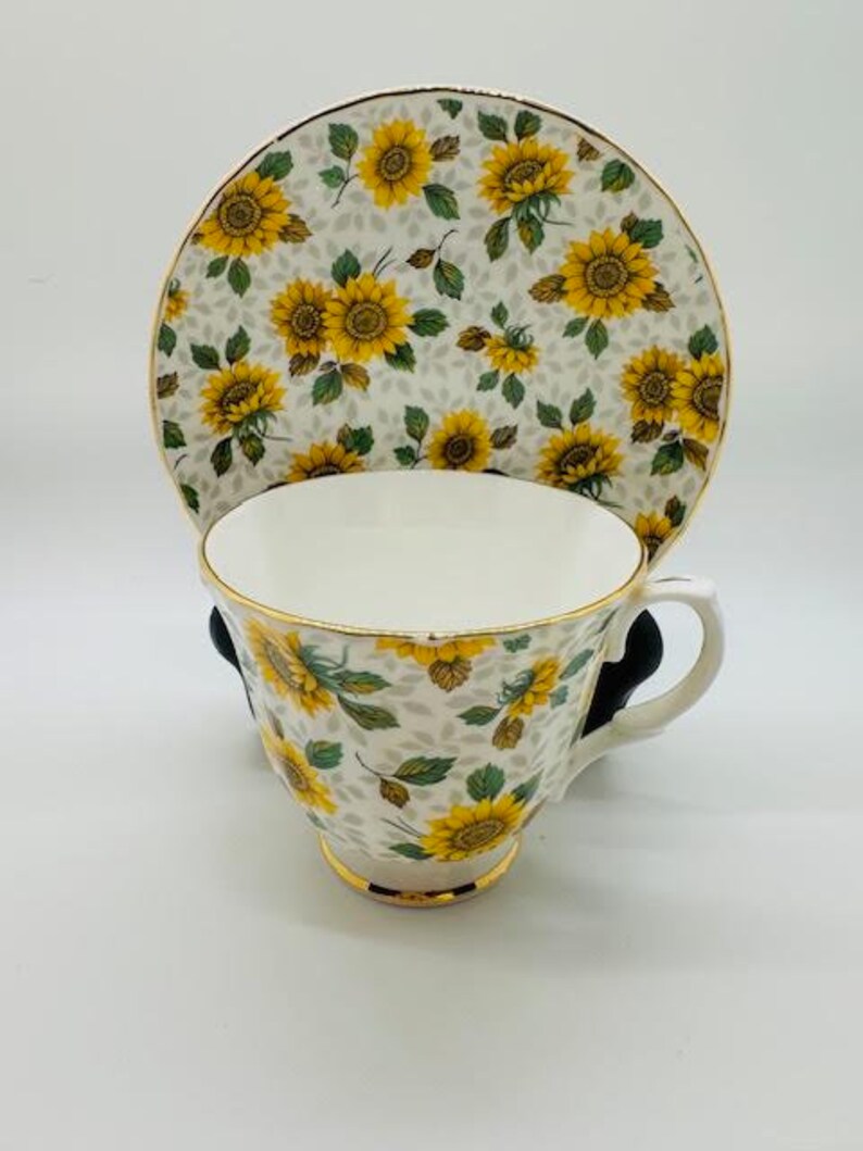 RARE Sunflower Tea Cup and Saucer by Royal Coach in Staffordshire ...