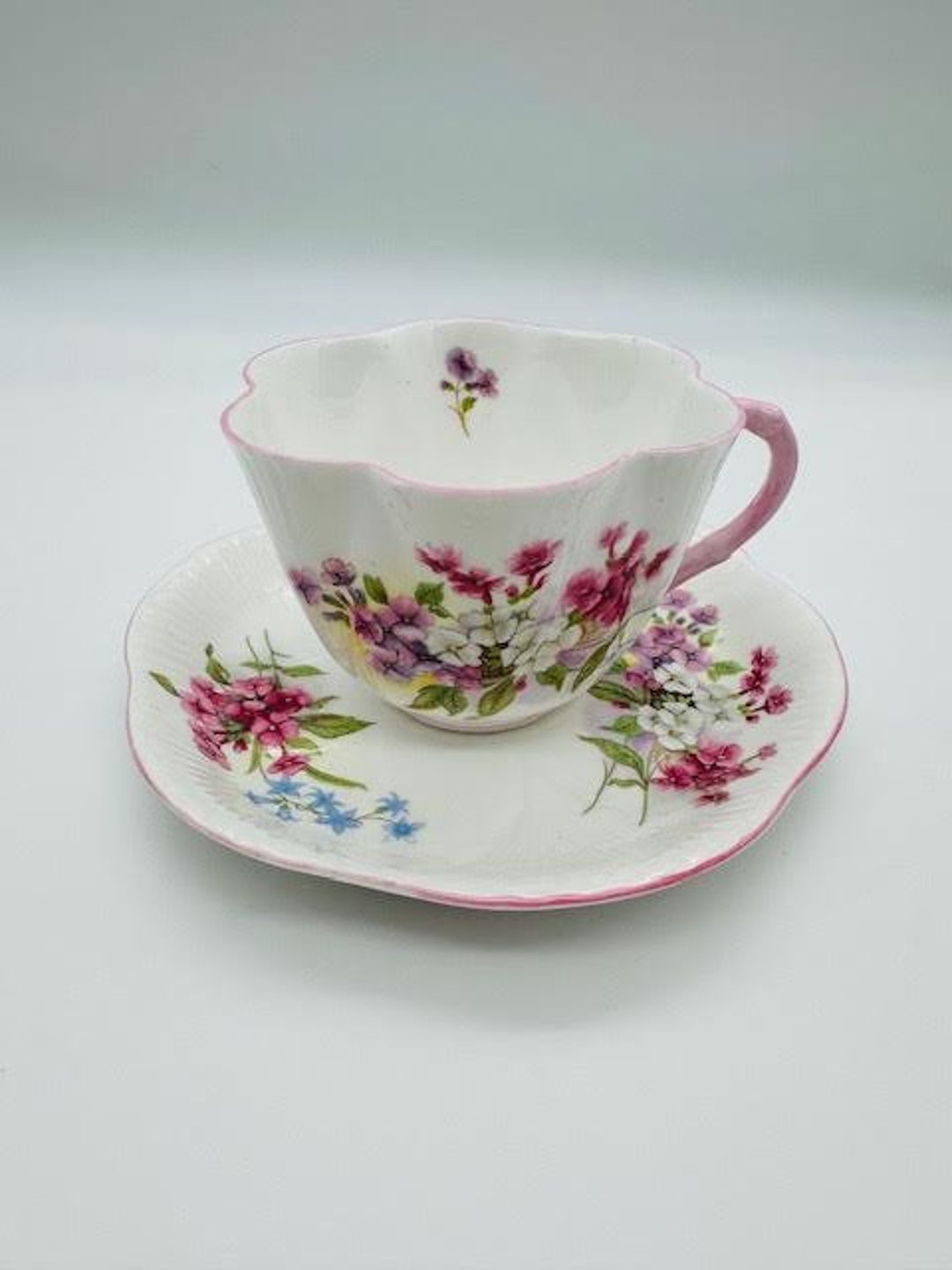 Vintage Shelley Teacup and Saucer Set 'stocks' 13428 - Colorful Florals ...