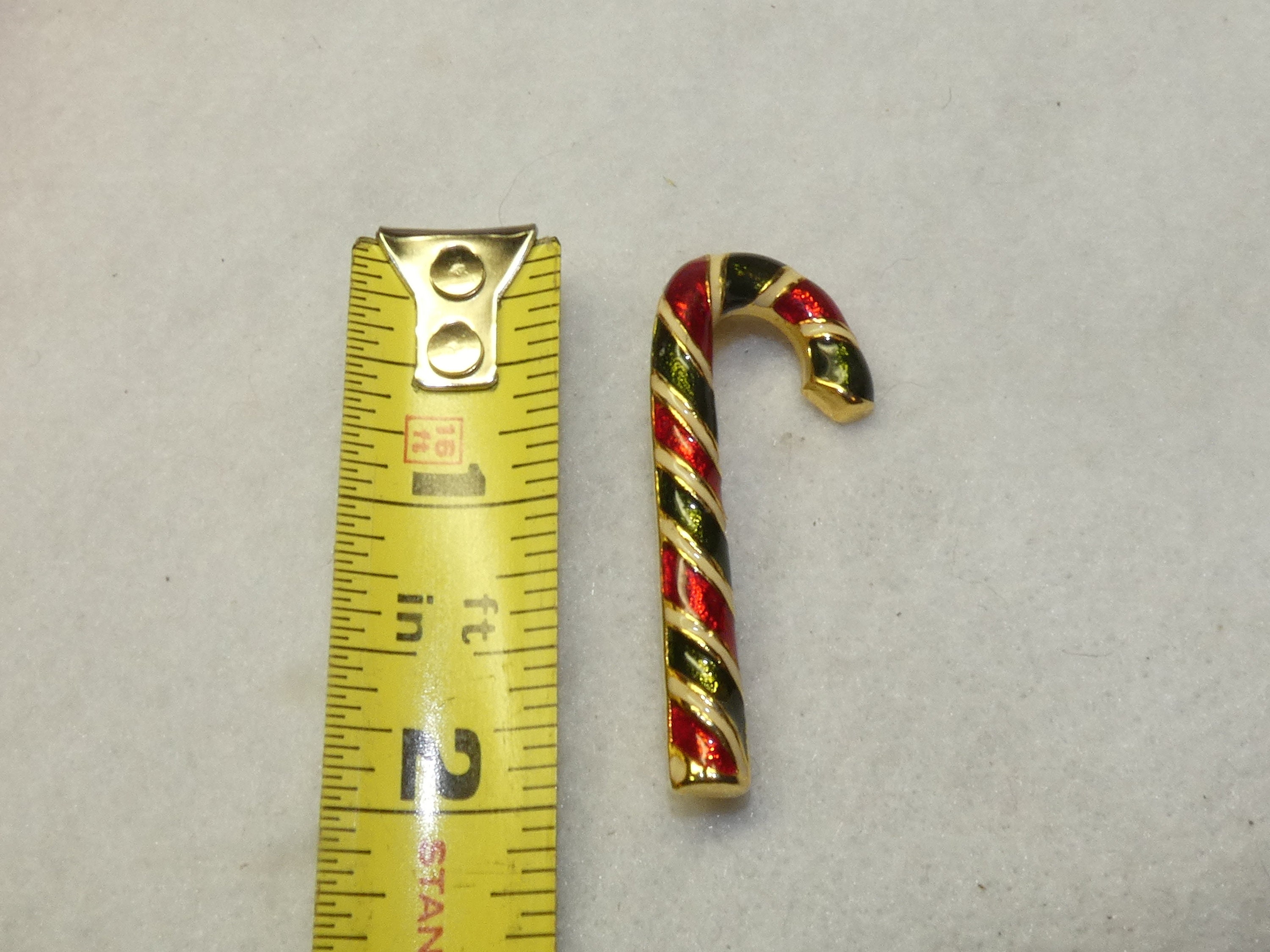 Candy Cane Pin, Red Green & Gold Swirl Candy Cane Brooch - Etsy