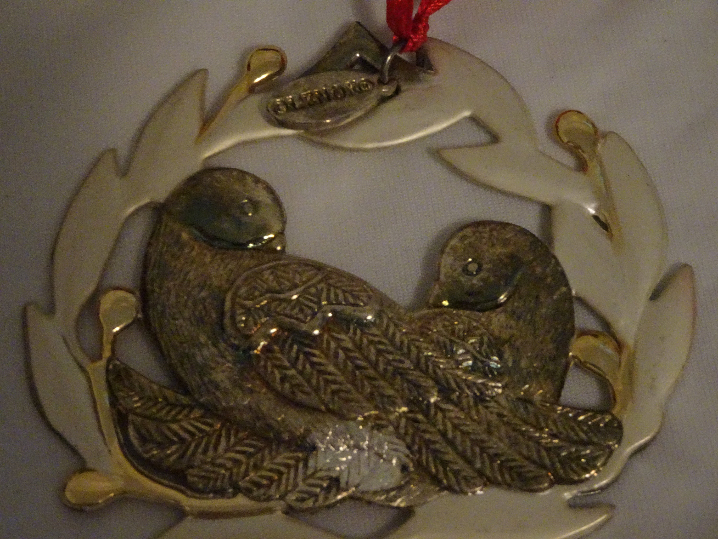 Lenox Christmas Silver Plated Two Turtle Doves Rhinestones Ornament ...