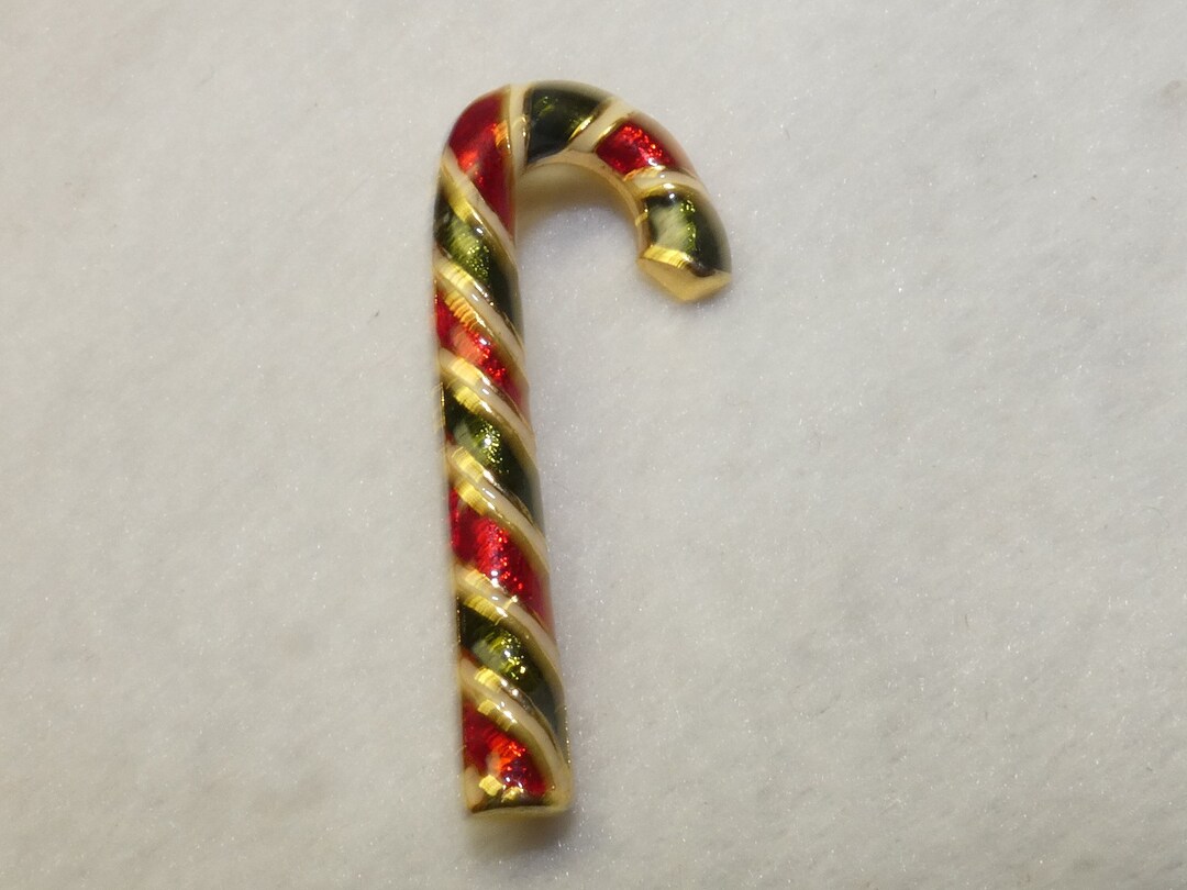 Candy Cane Pin, Red Green & Gold Swirl Candy Cane Brooch - Etsy