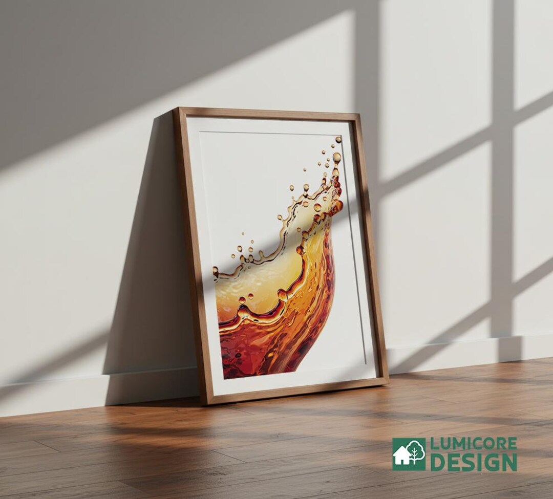 Dynamic Splash Art Print Golden Liquid Wave Abstract Liquid Splash Wall ...