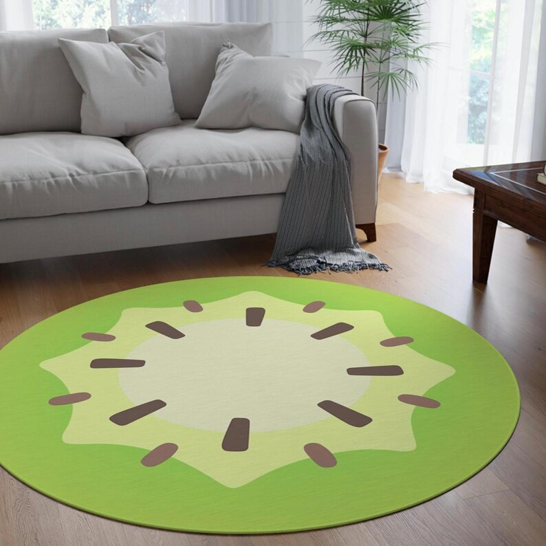 Round Rug Bluey Kiwi Handwoven Circular Carpet, Soft Play Mat for ...