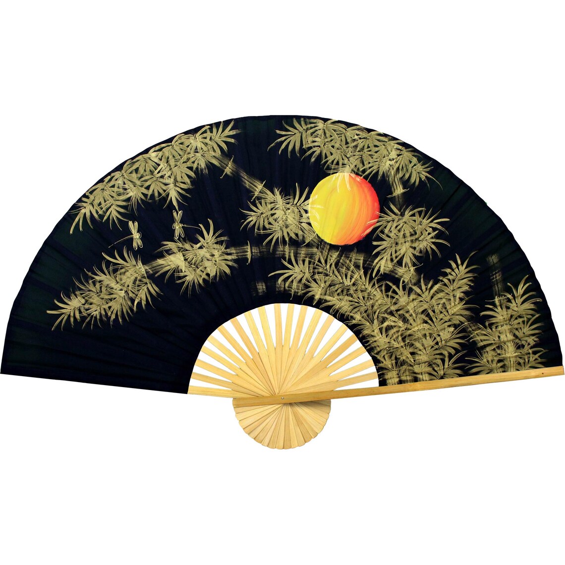 Bamboo Moon Hand-painted Asian Wall Fan – Handmade Bamboo & Rayon | 40 ...