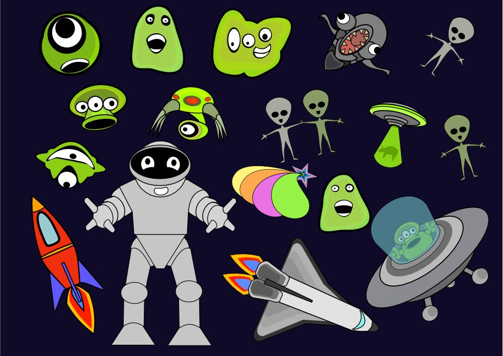 Space Clipart, Clipart, Alien Clipart, Space Ship Clipart, Space Travel ...
