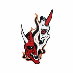 Embroidered Japanese Hannya Oni Mask Patch Iron on Sew on Clothes ...