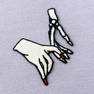 Hand With Skeleton Cheating Love Applique Embroidered Badge Iron on Sew ...