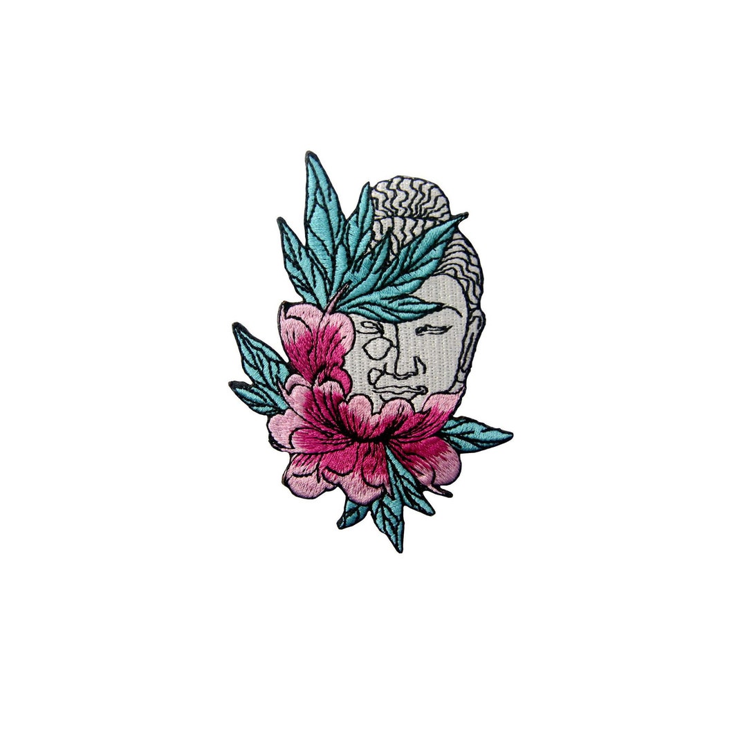 Buddha and Lotus Flower Applique Embroidered Badge Iron on Sew on Patch ...