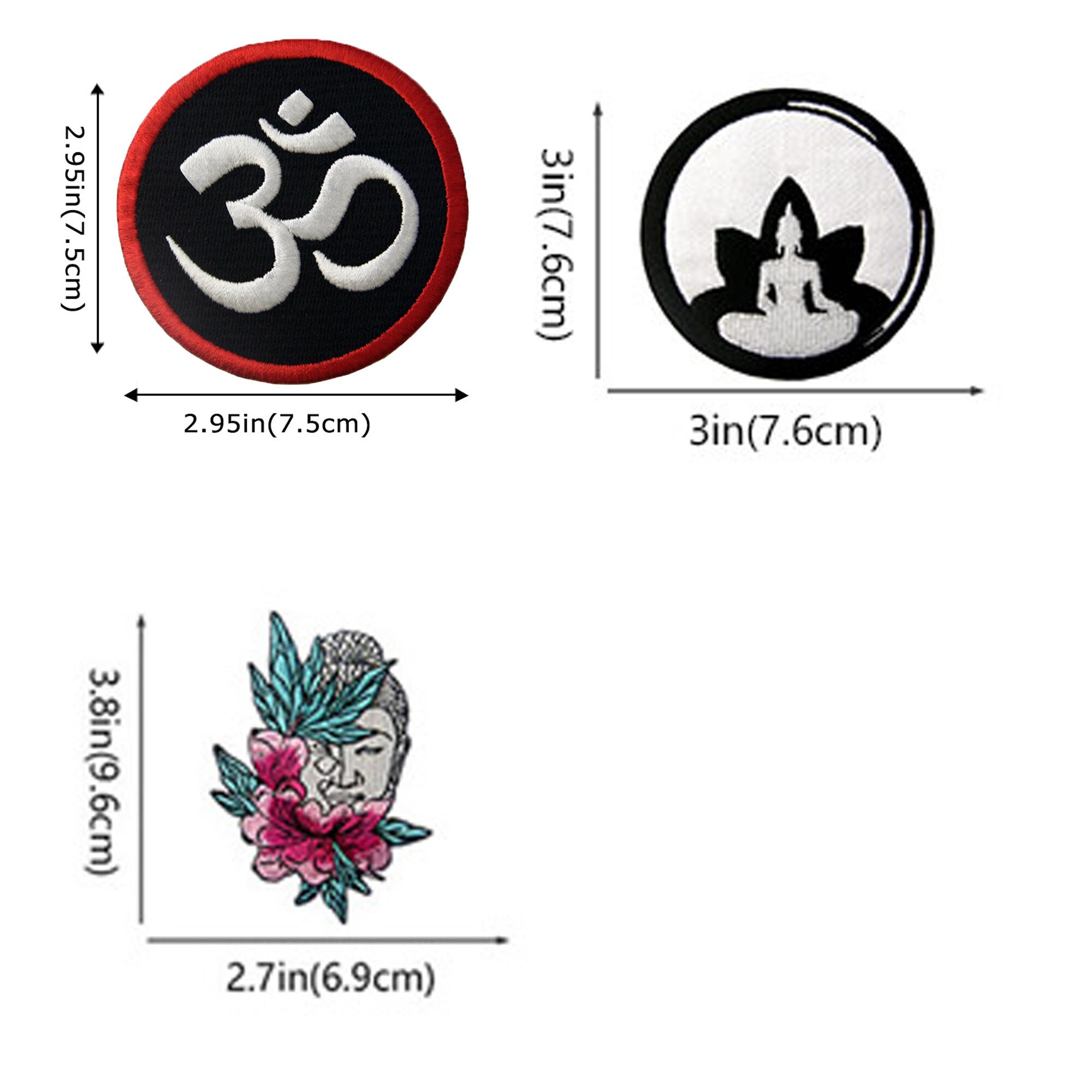 Buddha and Lotus Flower Applique Embroidered Badge Iron on Sew on Patch ...