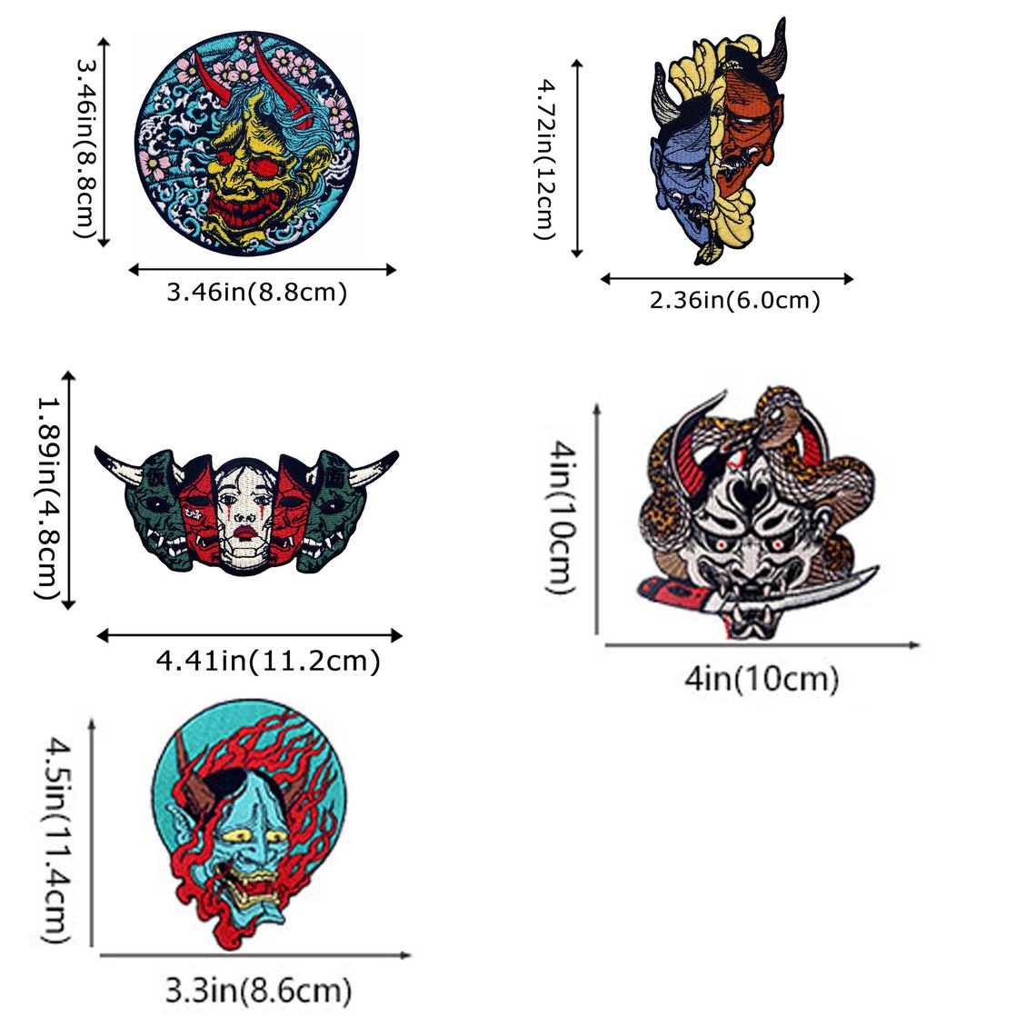 Hannya Oni Mask Embroidered Patch Letters Iron on Sew on | Etsy