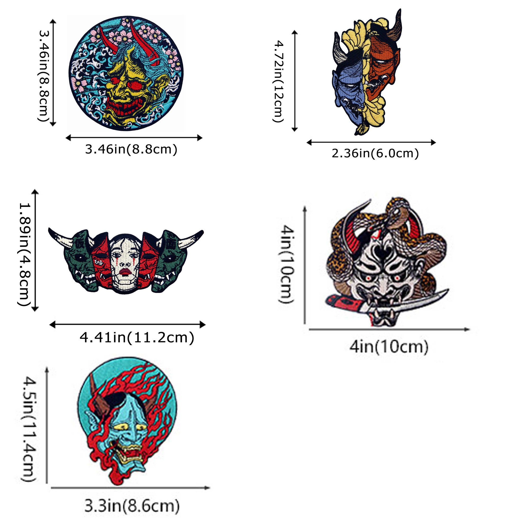 Hannya Oni Mask Embroidered Patch Letters Iron on Sew on | Etsy